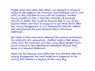 The Lost Colony of Roanoke | PDF