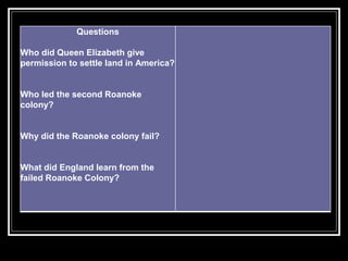 Roanoke, The lost colony | PPTX