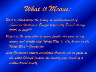 The lost generation finished | PPTX | Poetry | Books and Literature