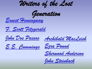 The lost generation finished | PPTX | Poetry | Books and Literature