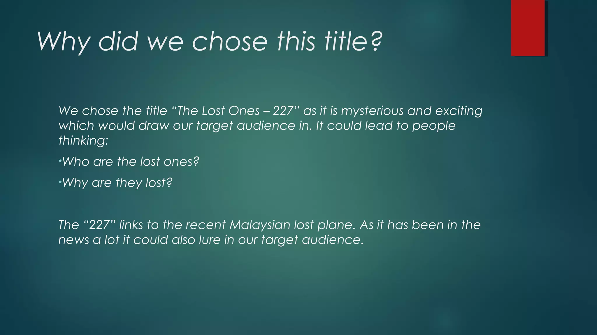 The Lost Ones Ppt