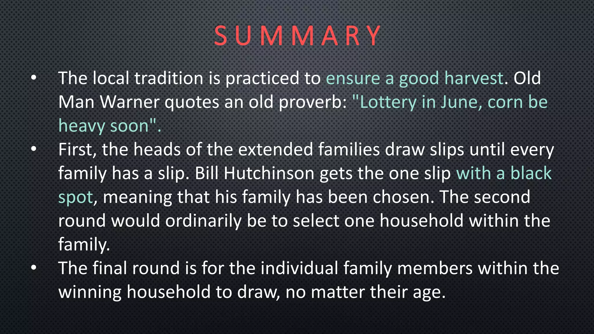 The Lottery Literary Report | PPTX