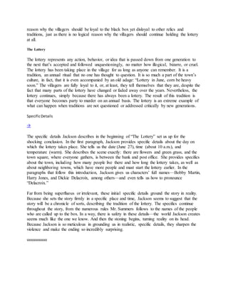 "The Lottery" analysis | DOCX