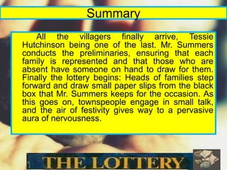 The lottery by Shirley Jackson | PPTX