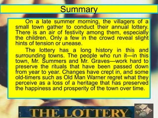 The lottery by Shirley Jackson | PPTX