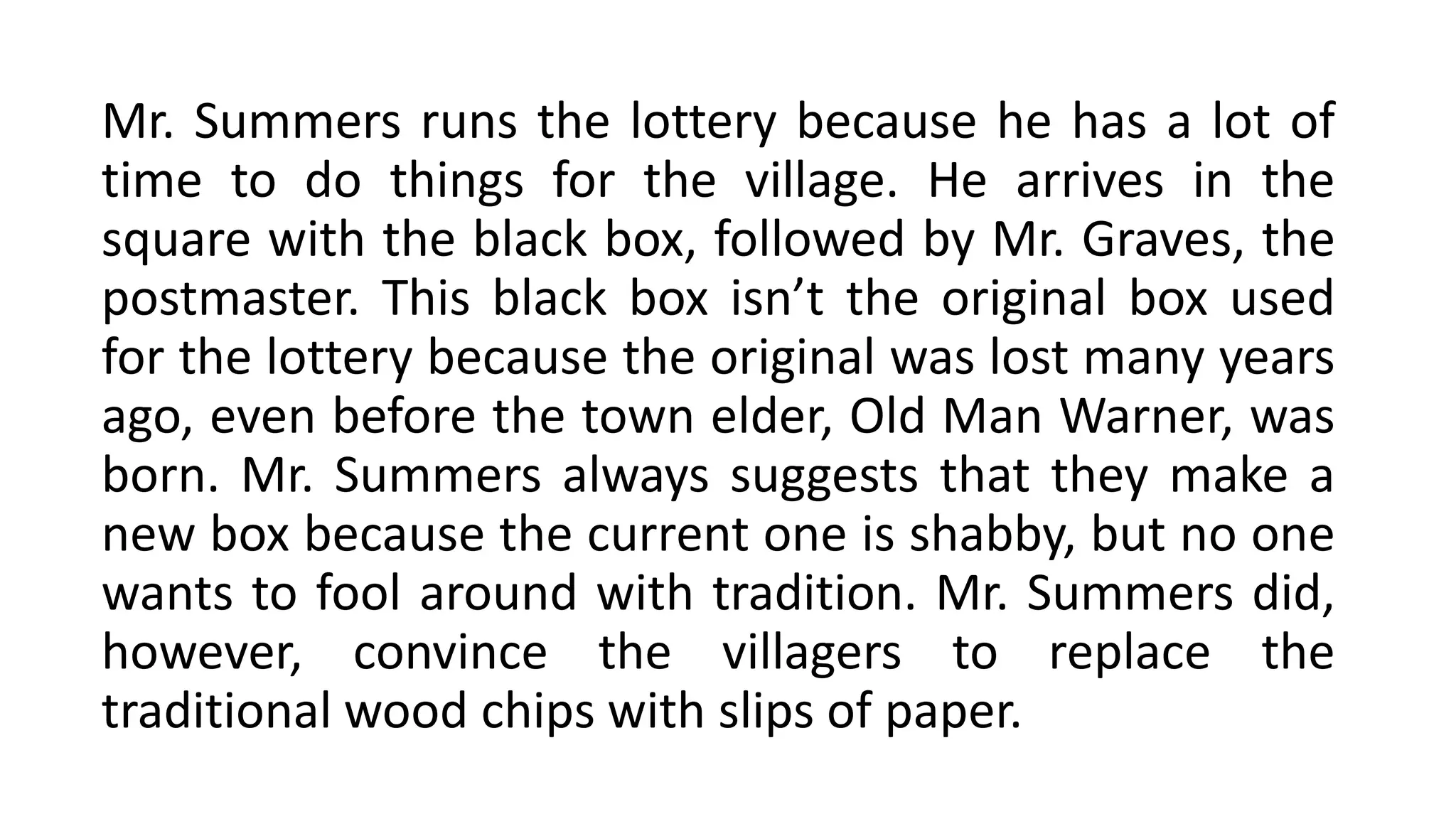 The Lottery Shirley Jackson | PPTX