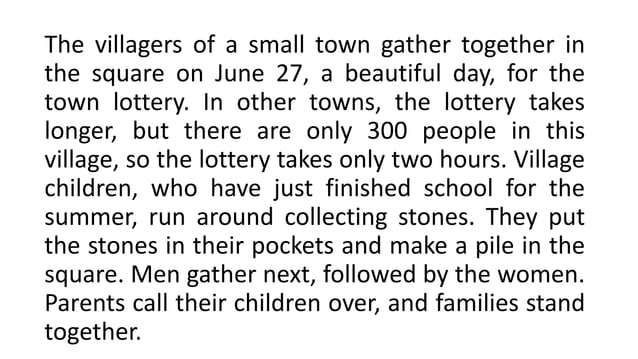 The Lottery Shirley Jackson | PPTX