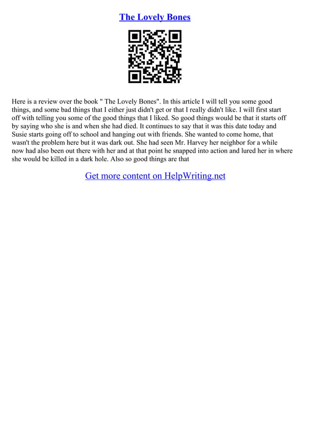 The Lovely Bones Essay | PDF