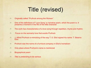 The love song of j. alfred prufrock | PPT