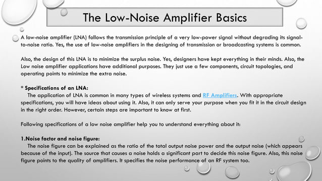 The Low-Noise Amplifier Basics | PDF | Digital Audio | Computer Software and Applications