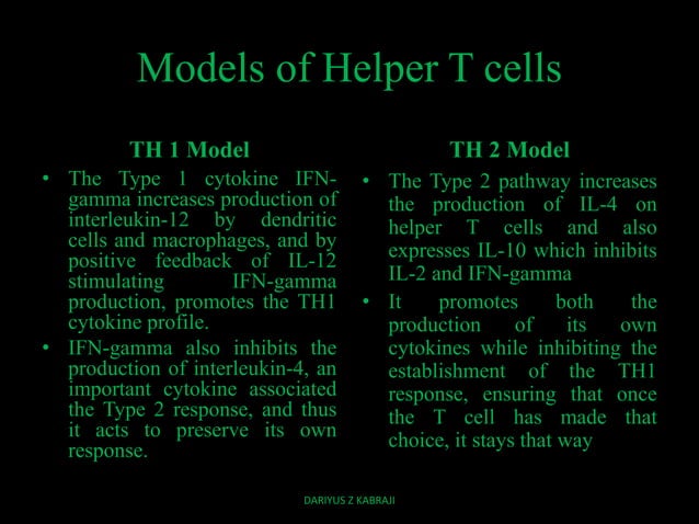 T Helper Cell Cytokine Profiles | PPTX