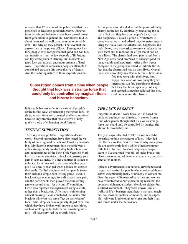 The luck factor | PDF | Religion & Spirituality