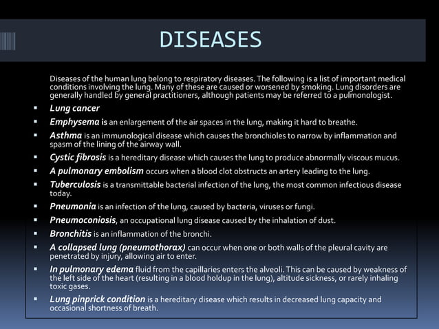 The lungs presentation | PPTX | Lung and Respiratory Health | Diseases ...