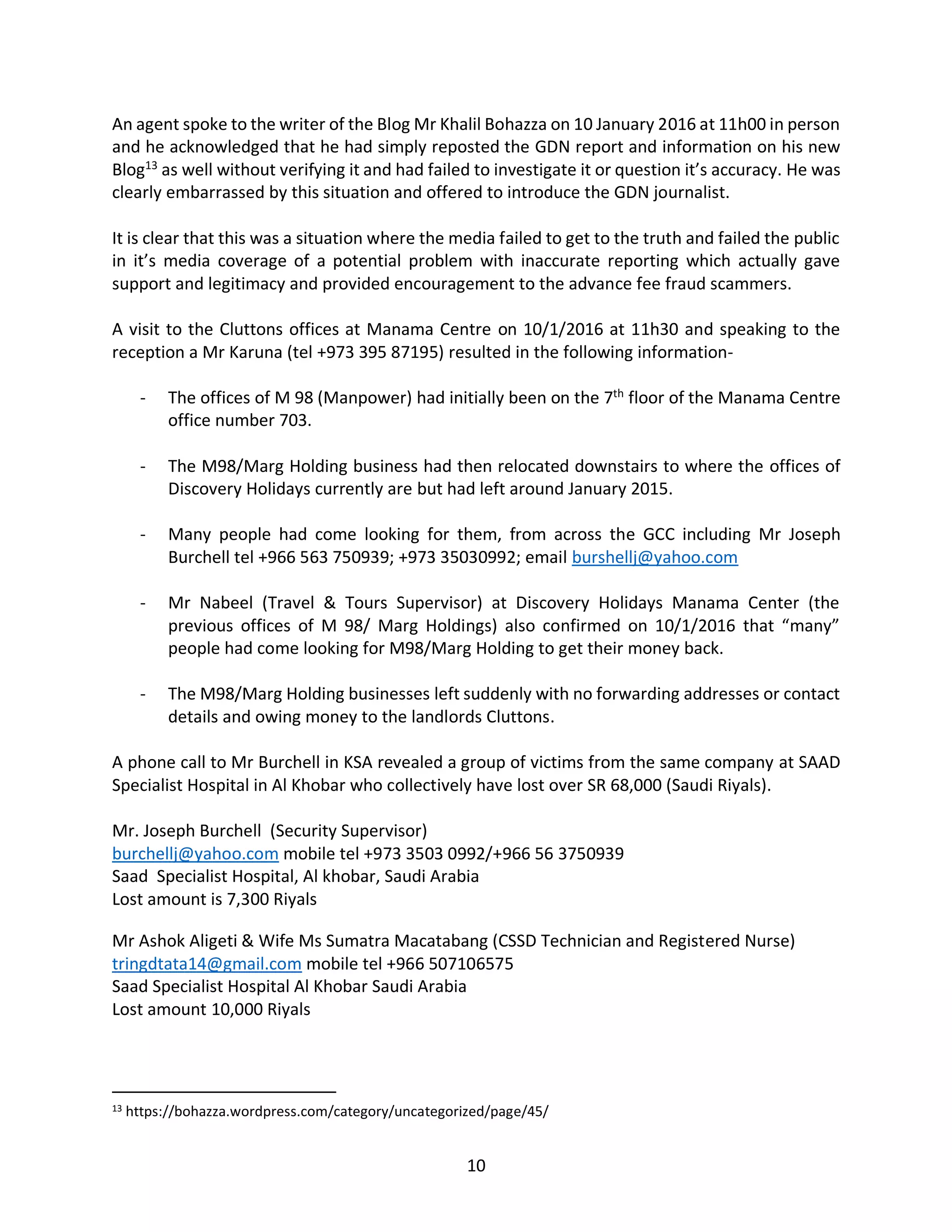 The M98 Manpower and Marg Holding advance fee immigration fraud scam ...