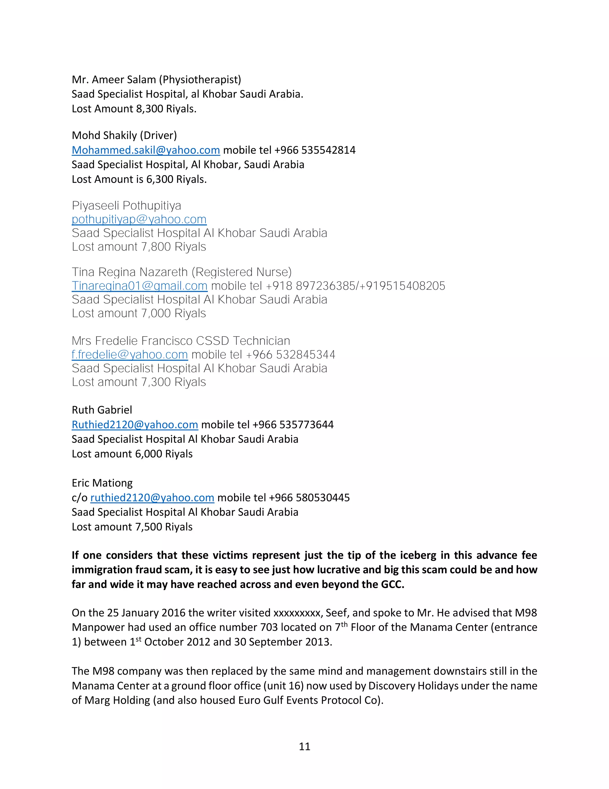 The M98 Manpower and Marg Holding advance fee immigration fraud scam ...