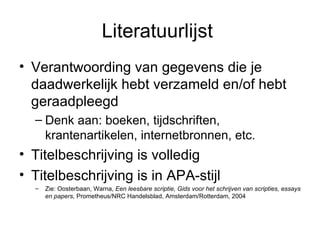 Opzet Scriptie - Thema 1 Scriptieworkshop | PPT