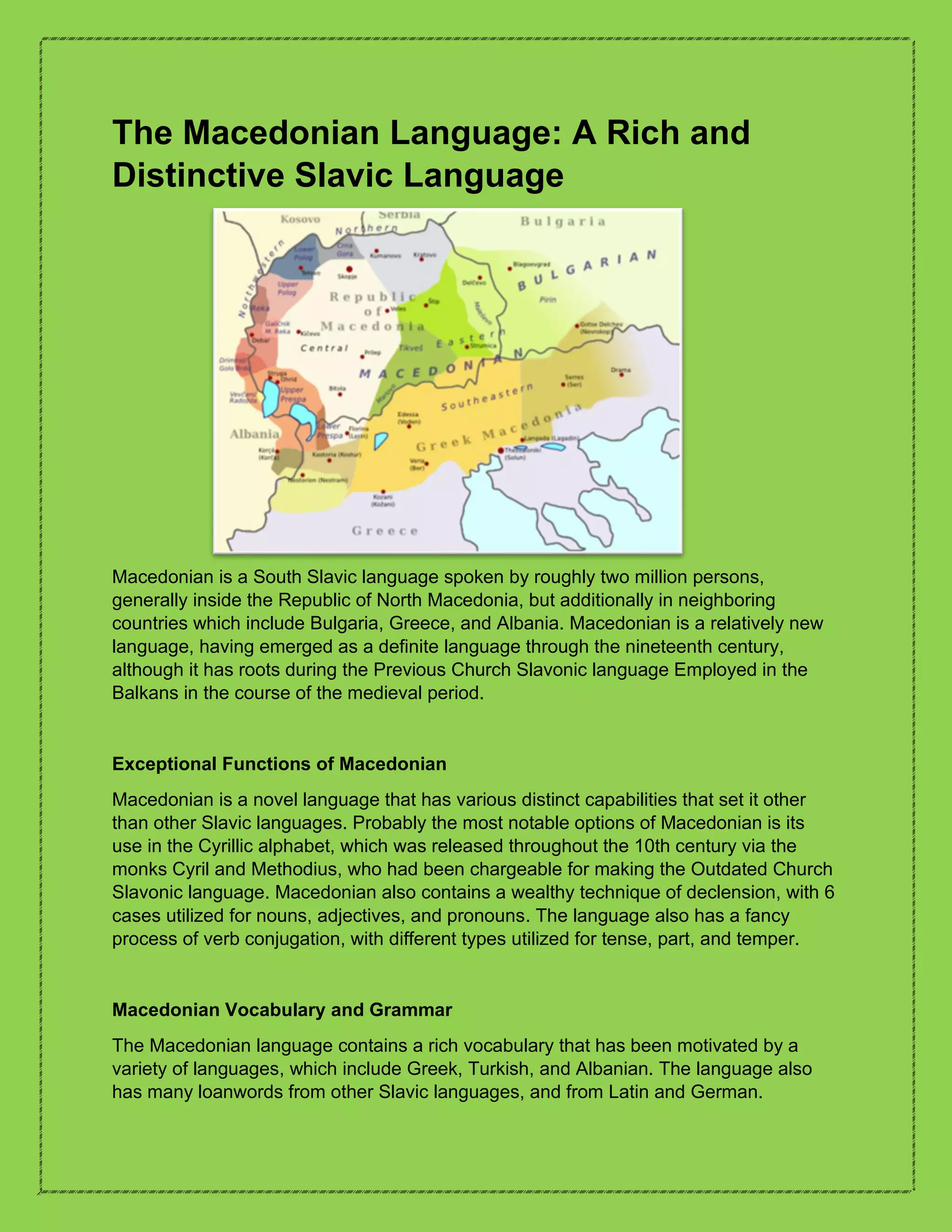 The Macedonian Language A Rich and Distinctive Slavic Language.pdf