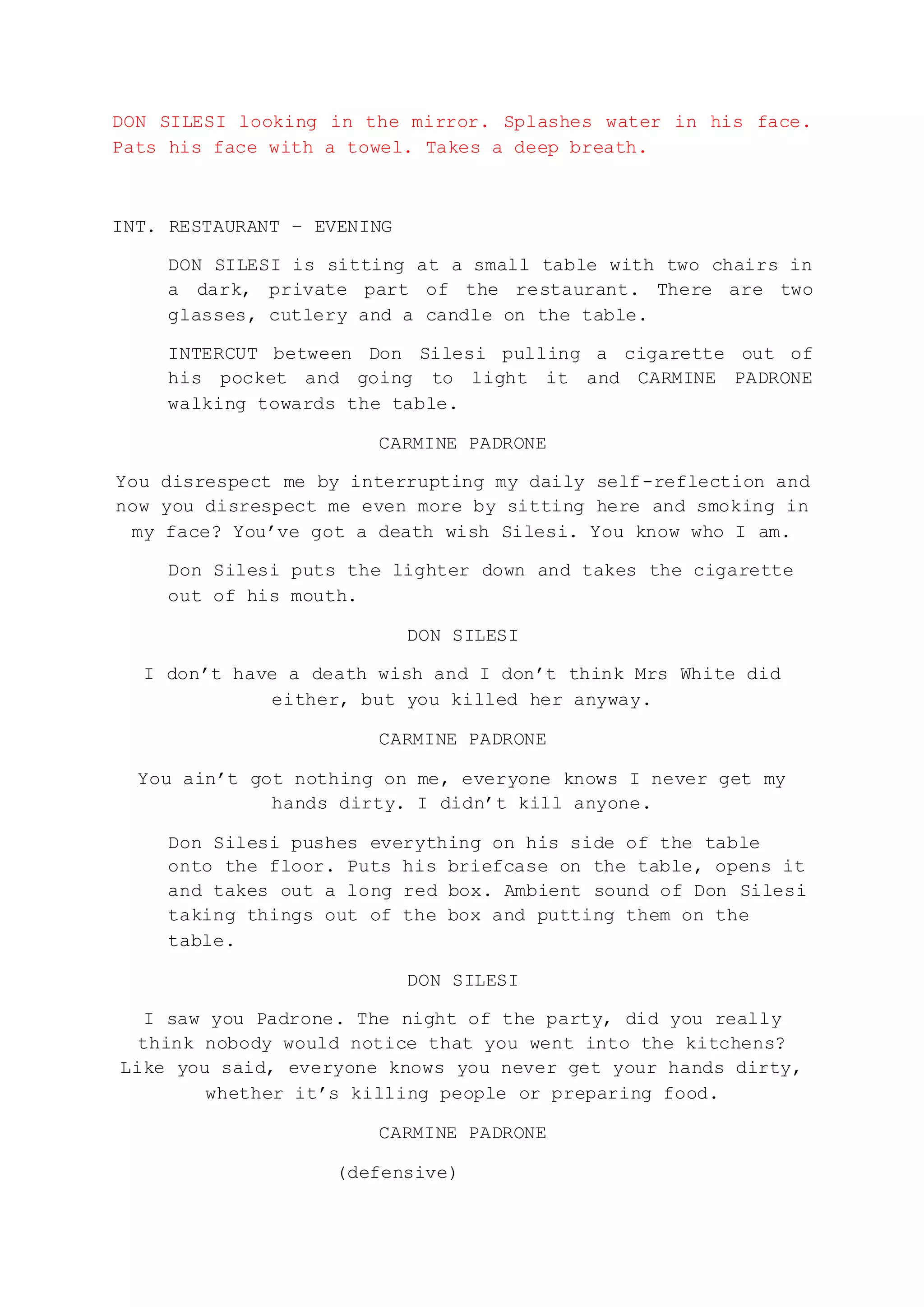 The mafia's game - screenplay first draft | PDF