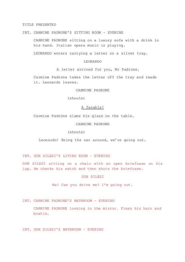 The mafia's game - screenplay first draft | DOCX