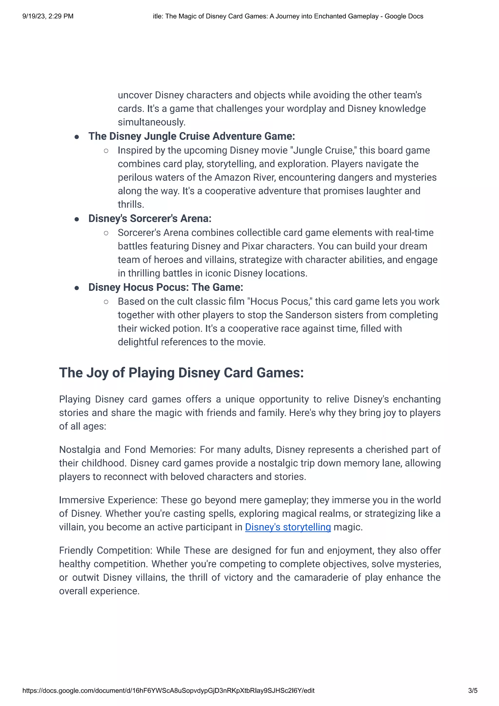 The Magic of Disney Card Games-A Journey into Enchanted Gameplay | PDF