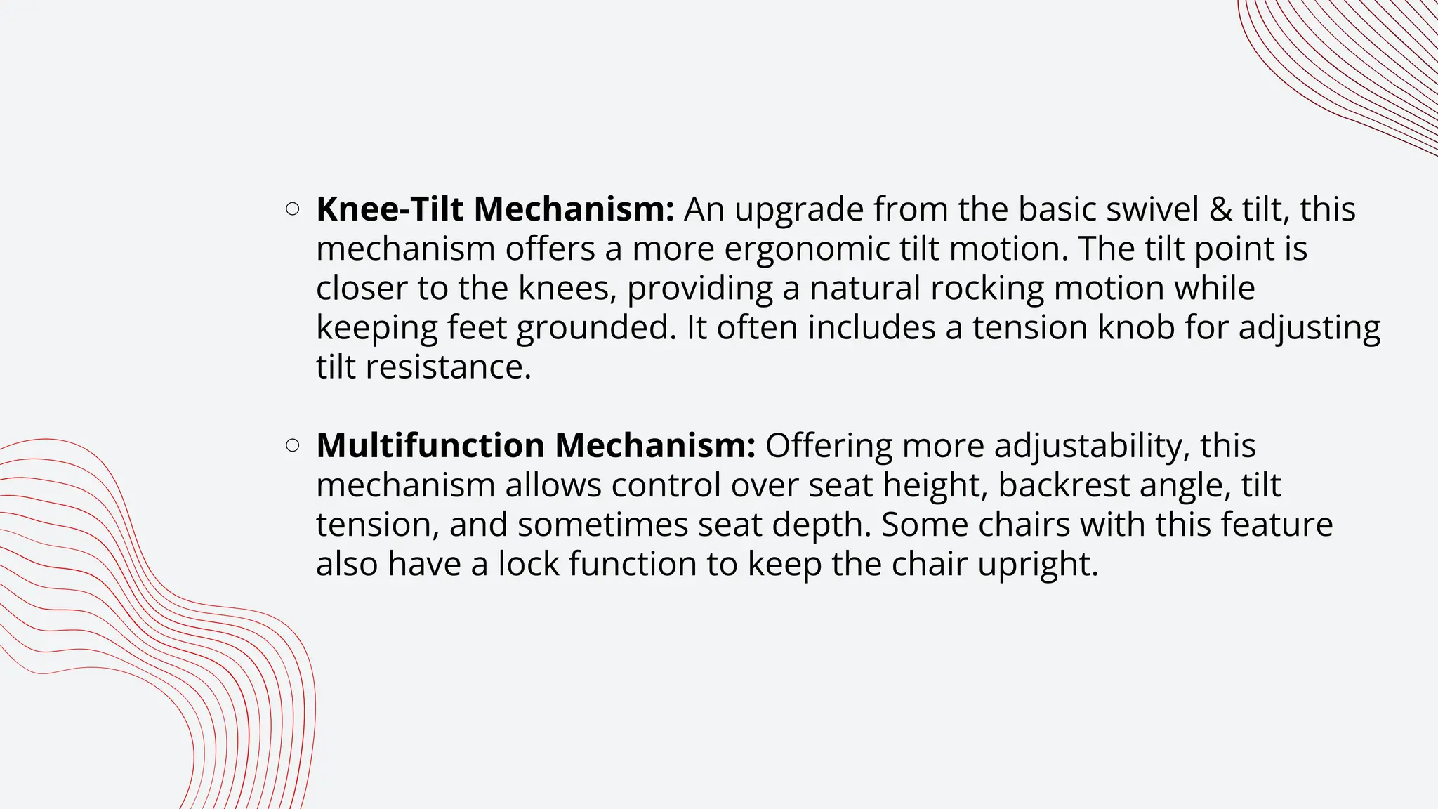 Different types of Office Chair Mechanisms | PDF