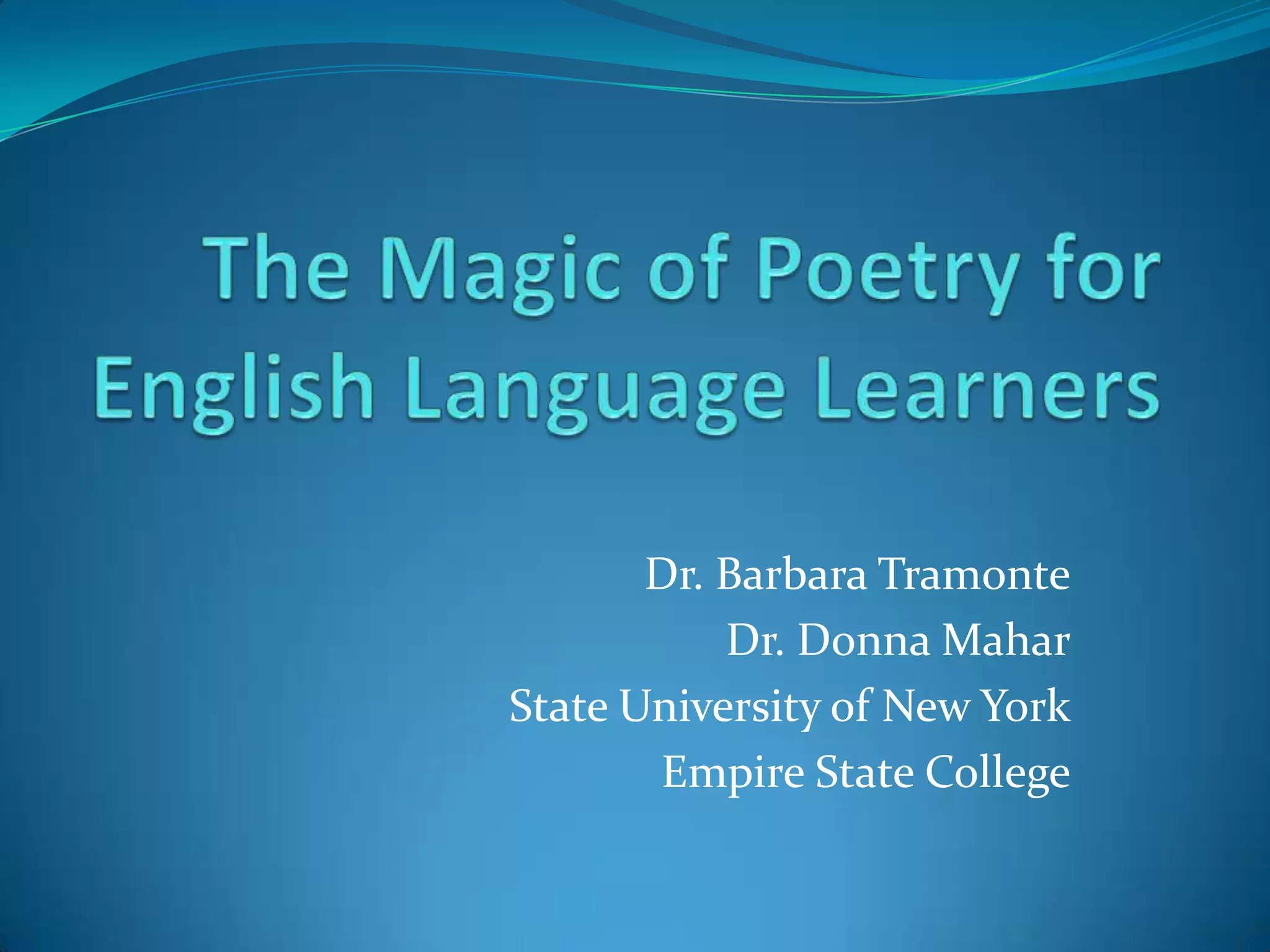 The magic of poetry for english language learners | PPTX | Birdwatching ...