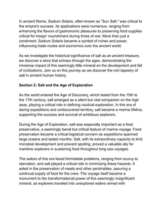 The Magic of Salt: Adventures Etched in Human History | PDF