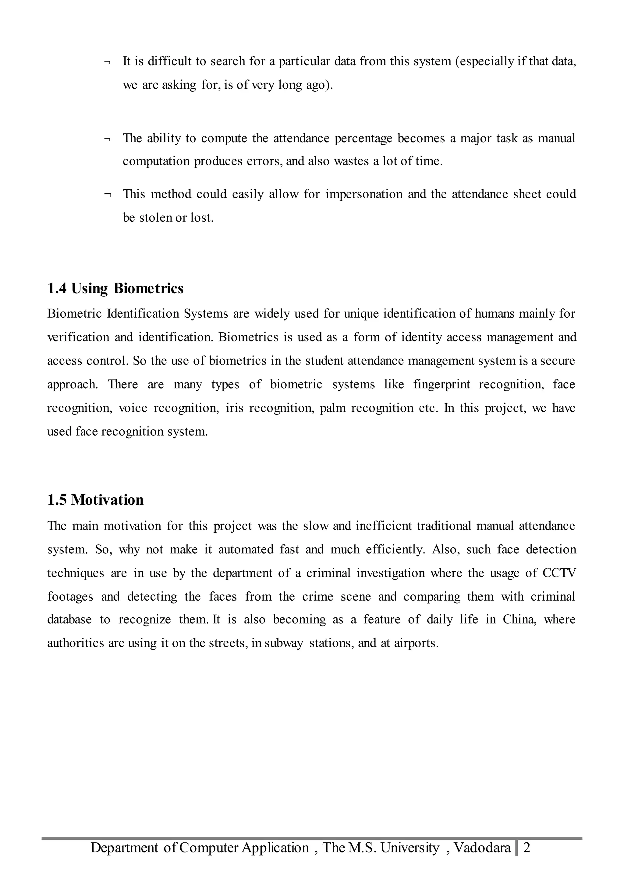 Face Recognition Attendance System | DOCX