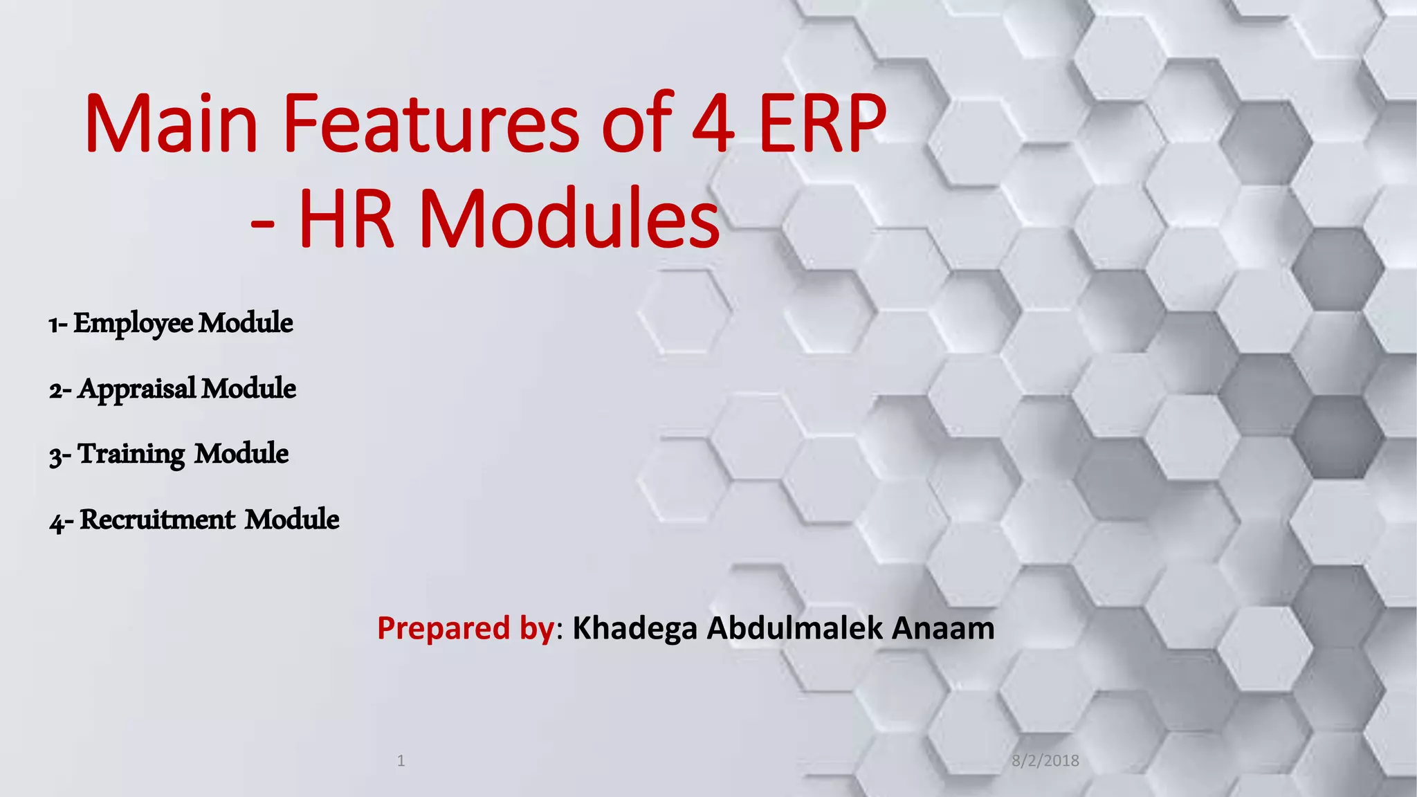 Main features of 4 ERP-HR Modules | PPT