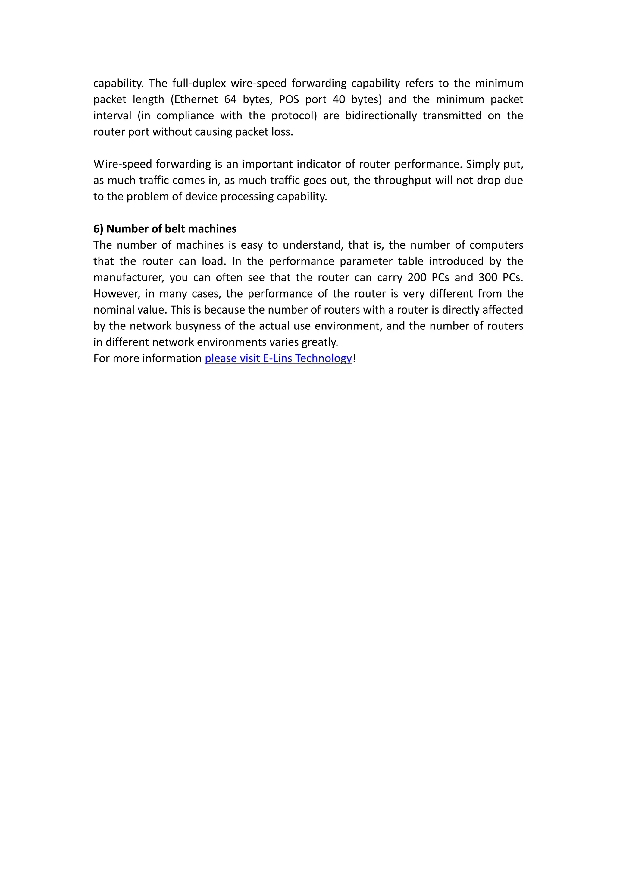 The main performance parameters of the router | PDF
