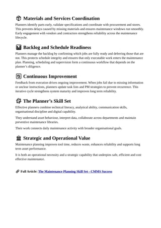 The Maintenance Planning Skill Set Explained | PDF