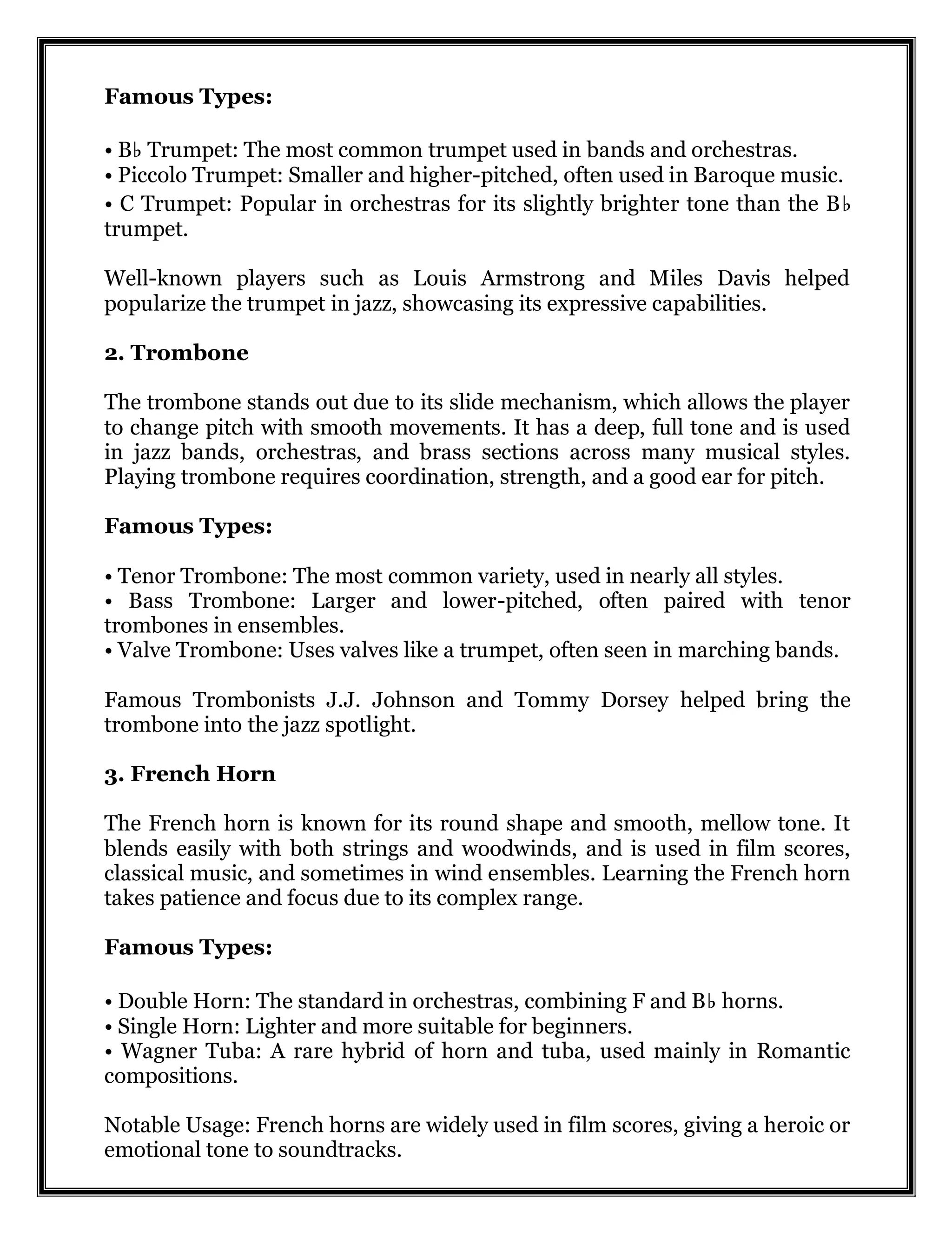 The Main Types of Brass Instruments and the Icons That Define Them | PDF