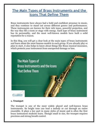 The Main Types of Brass Instruments and the Icons That Define Them | PDF
