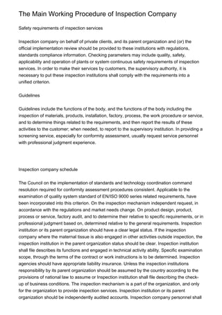 The Main Working Procedure of Inspection Company | PDF