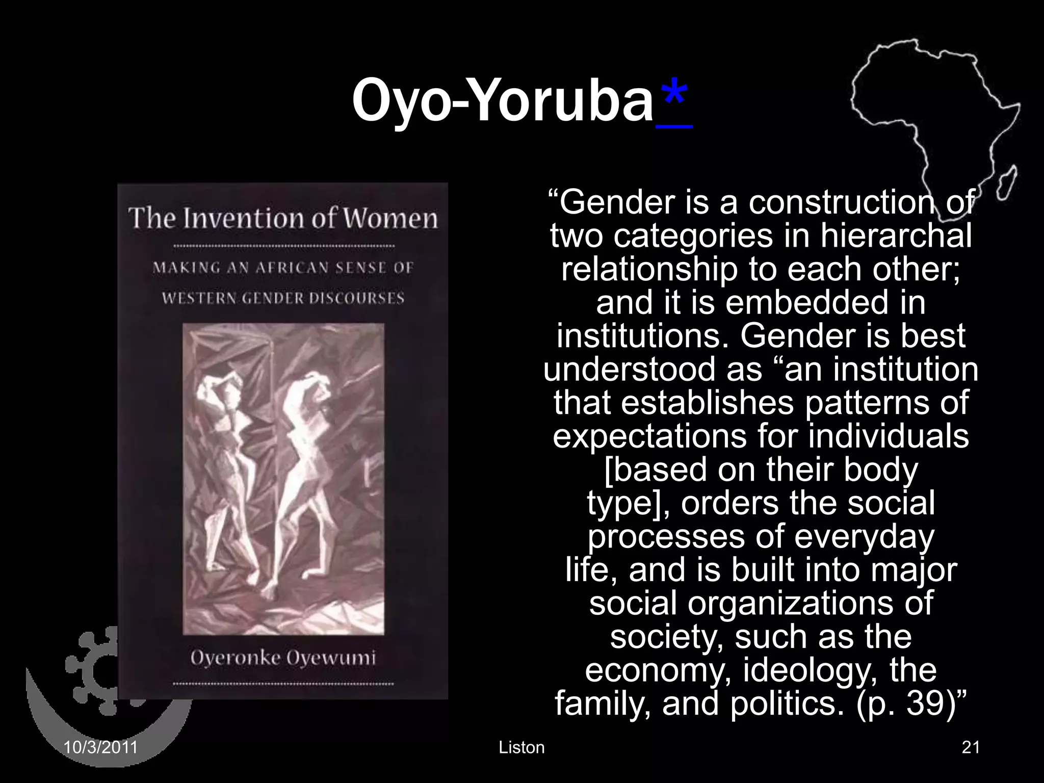 The male female principle in traditional africa | PPTX