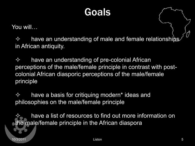 The male female principle in traditional africa | PPTX