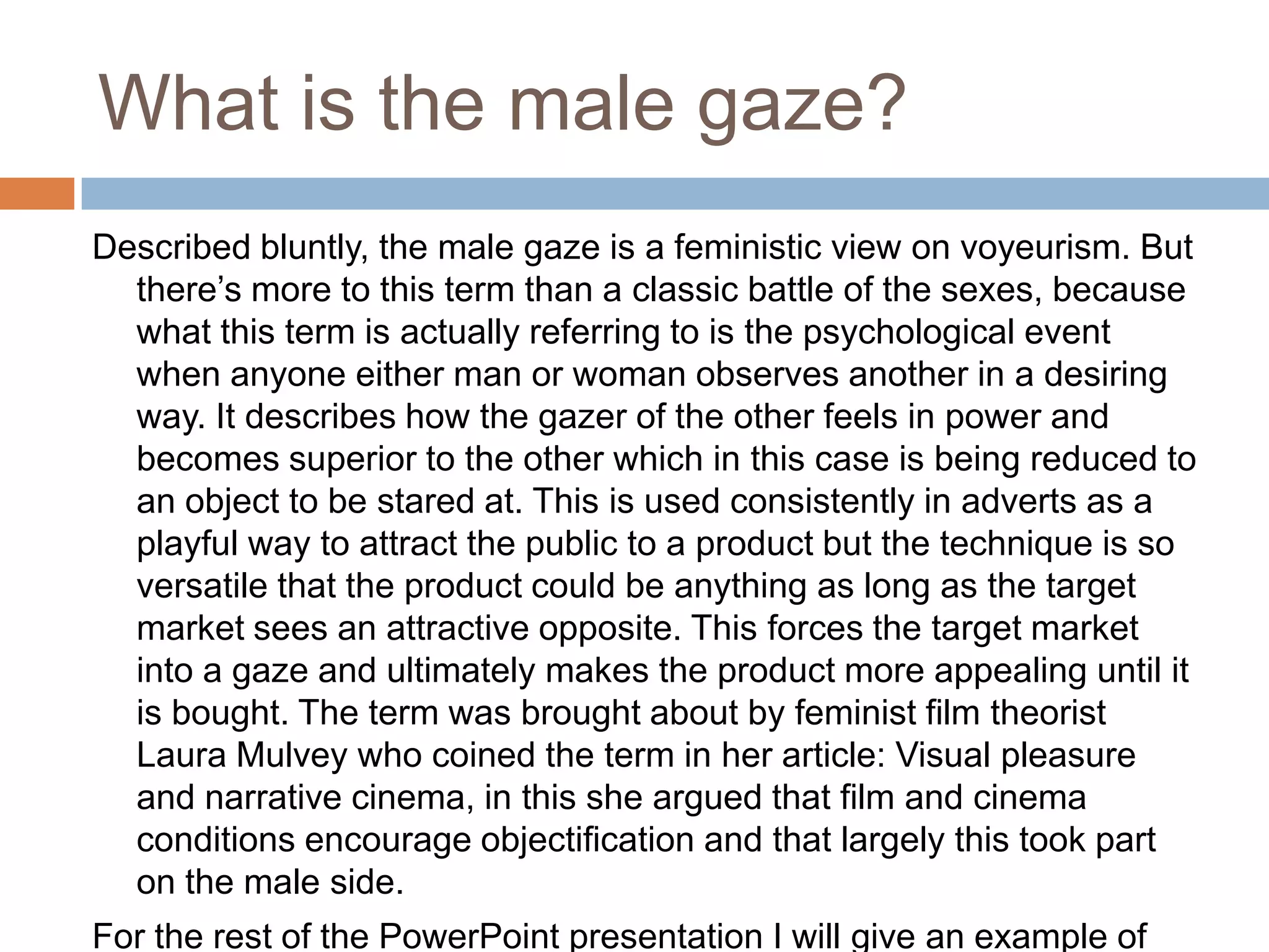 The Male Gaze presentation | PPTX