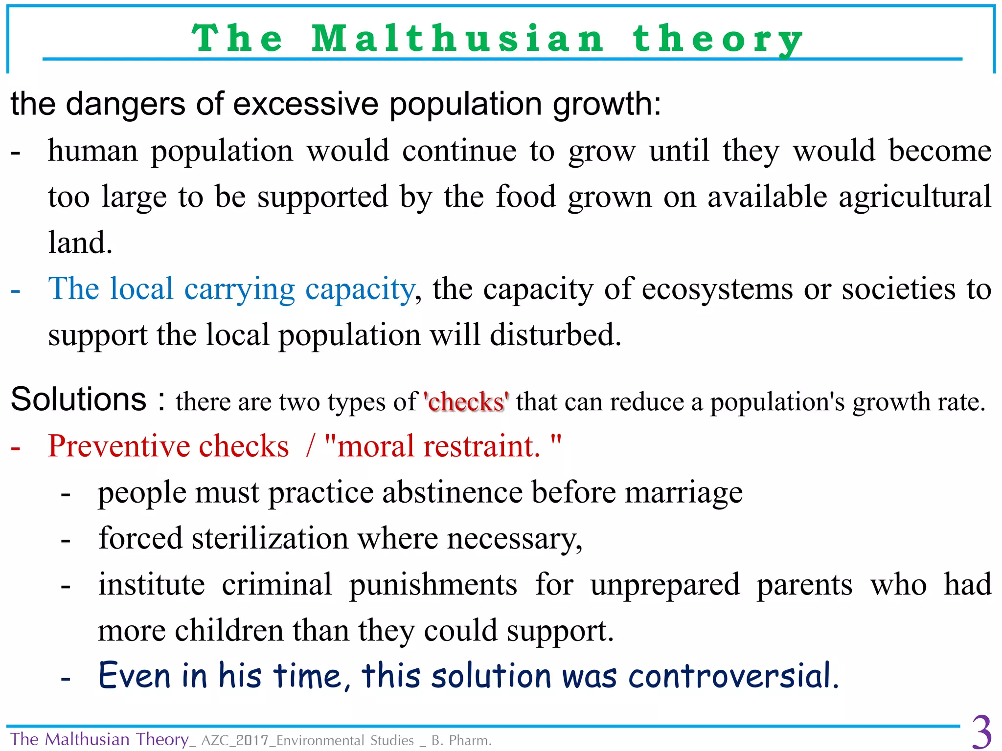 The malthusian theory_ Environmental studies | PPTX