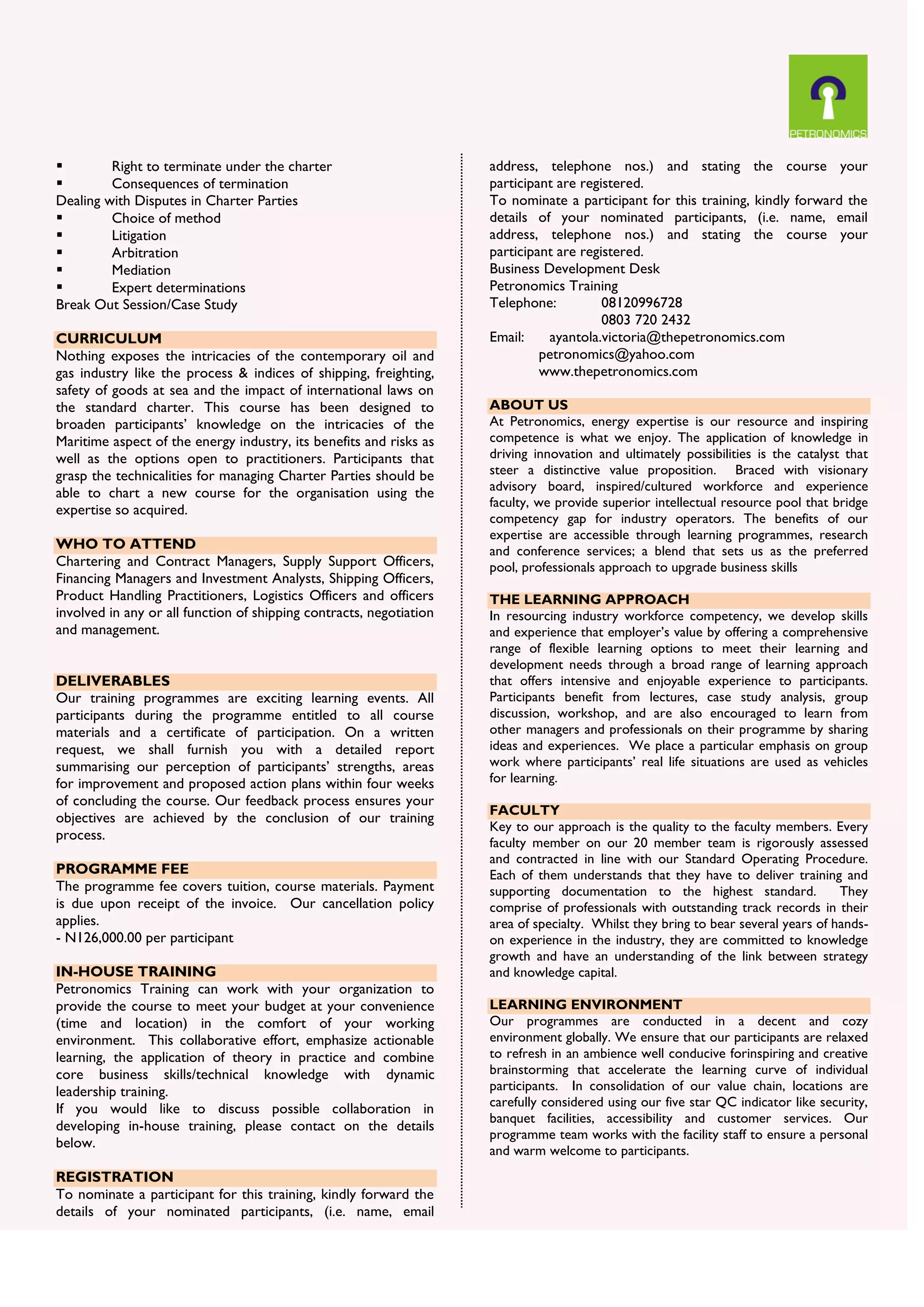 The management of charter party may, lagos | PDF