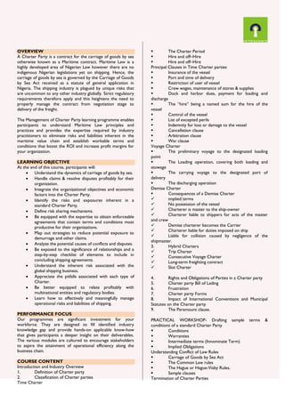 The management of charter party may, lagos | PDF