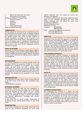 The management of charter party may, lagos | PDF