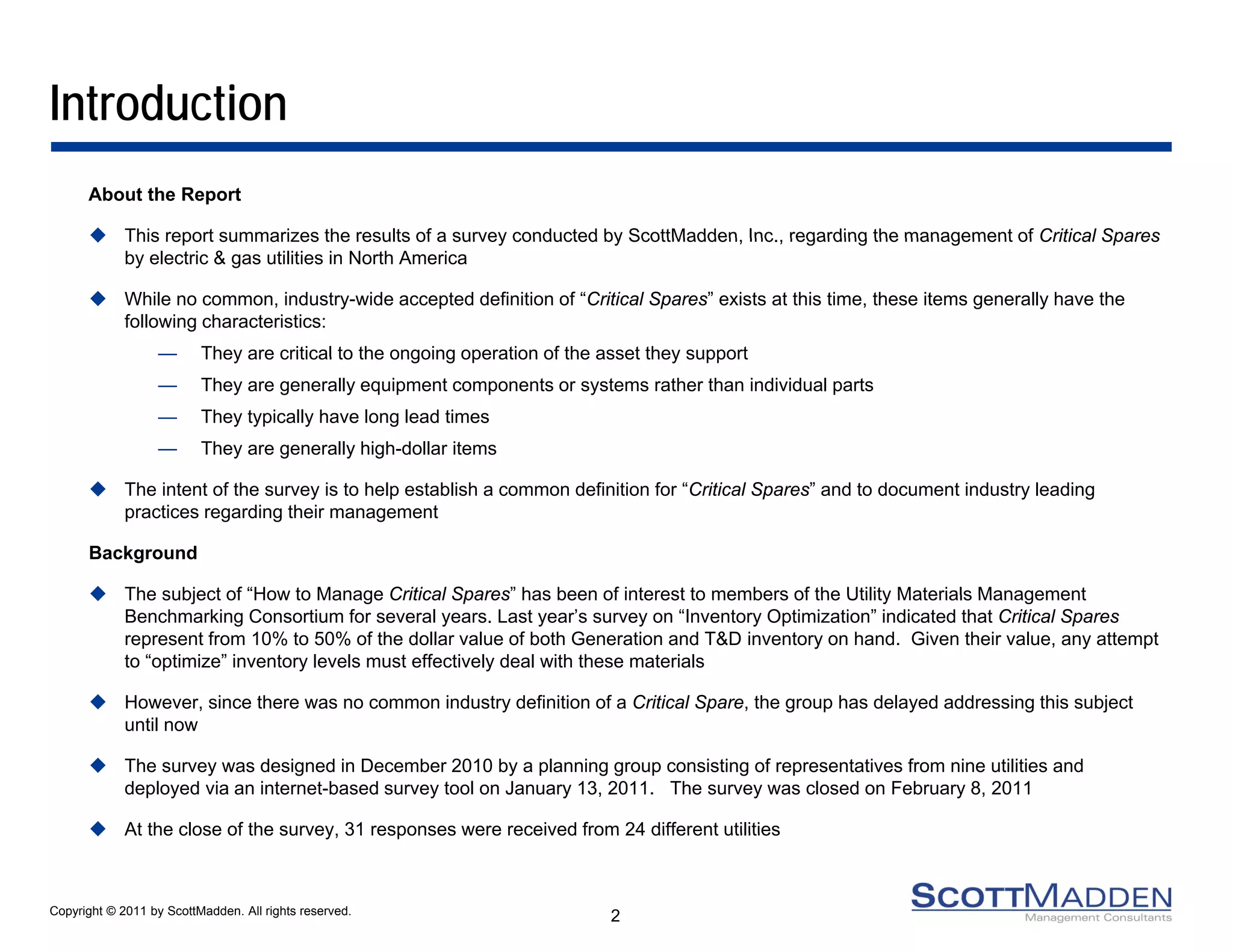 The Management of Critical Spares in the Electric & Gas Utility ...