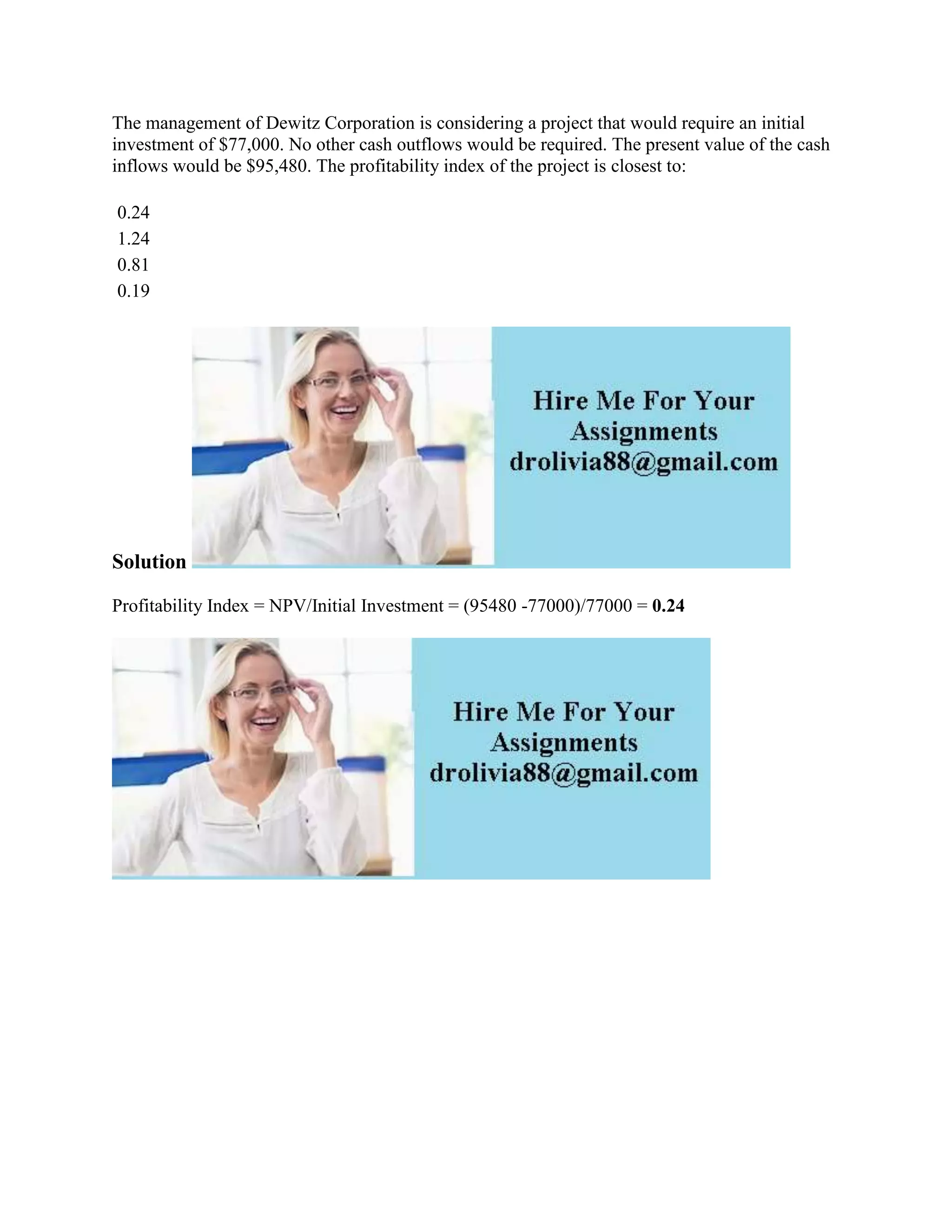 The management of Dewitz Corporation is considering a project that wou.docx