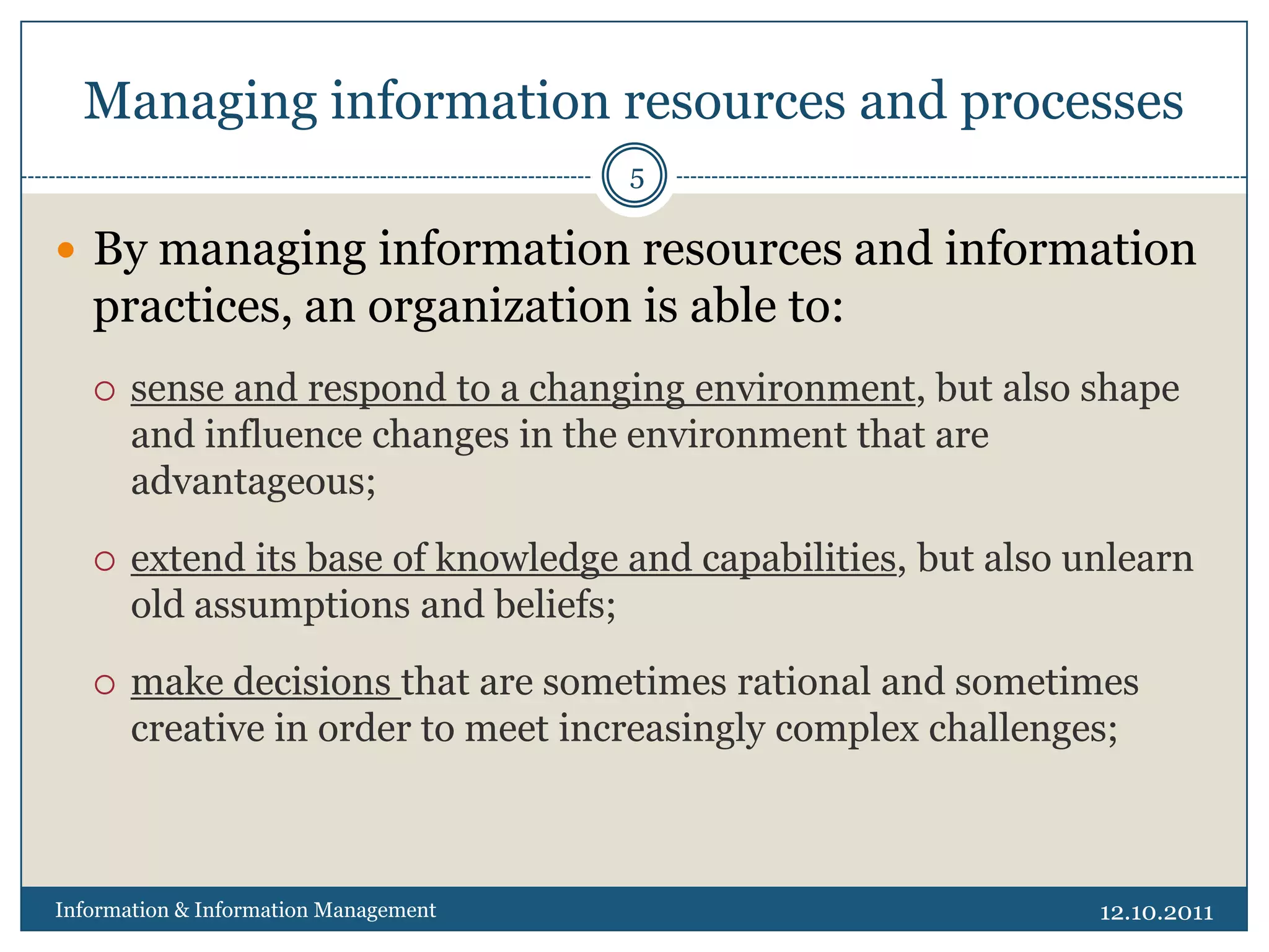 The management of organizational information | PPTX | Information ...