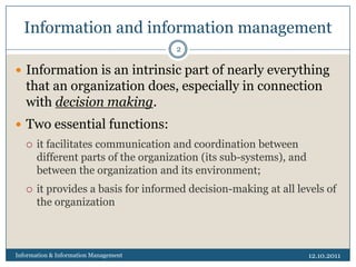 The management of organizational information | PPTX | Information ...