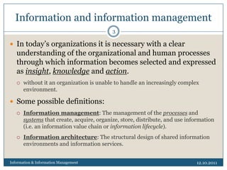 The management of organizational information | PPTX