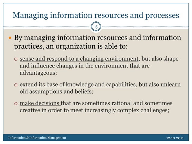 The management of organizational information | PPTX | Information Services Industry | Industries