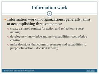 The management of organizational information | PPTX