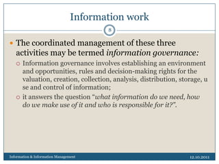 The management of organizational information | PPTX