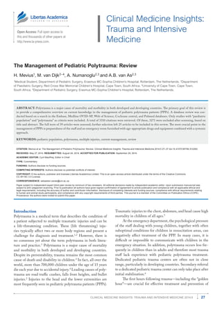 The management of pediatric polytrauma -a simple review | PDF